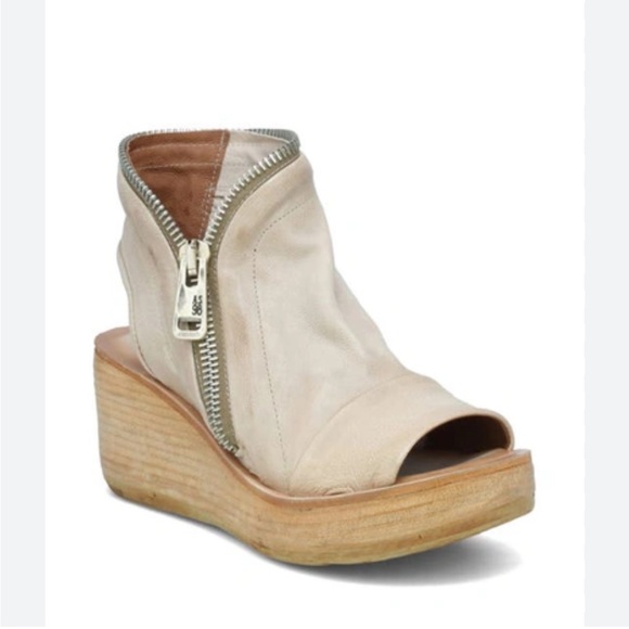 A.S.98 | Shoes | As98 Naylor Peep Toe Leather Platform Wedge Sandals ...